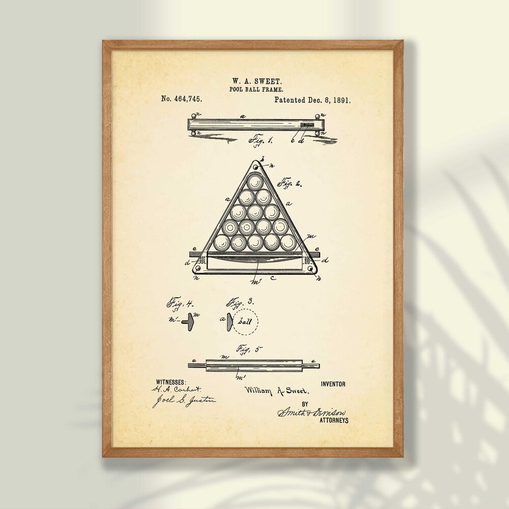 Dopaprint UNFRAMED PAPER POSTER Billiards Ball Patent Poster ...
