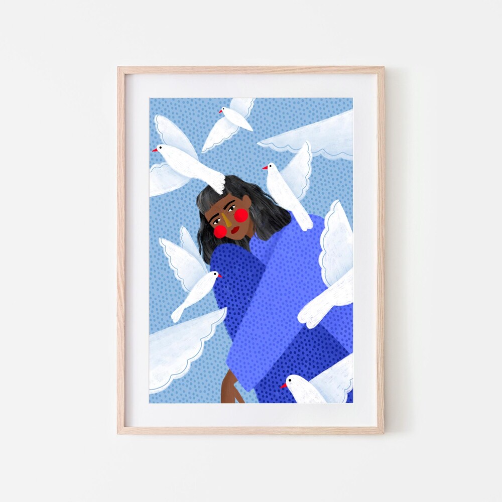 Dopaprint UNFRAMED PAPER POSTER Birds, Mindful Art Print, Girl And ...