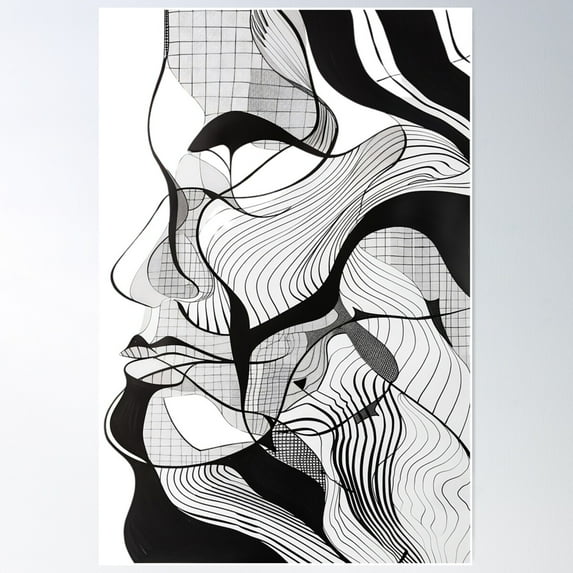 Dopaprint UNFRAMED PAPER POSTER Black And White Line Art Poster Wall ...