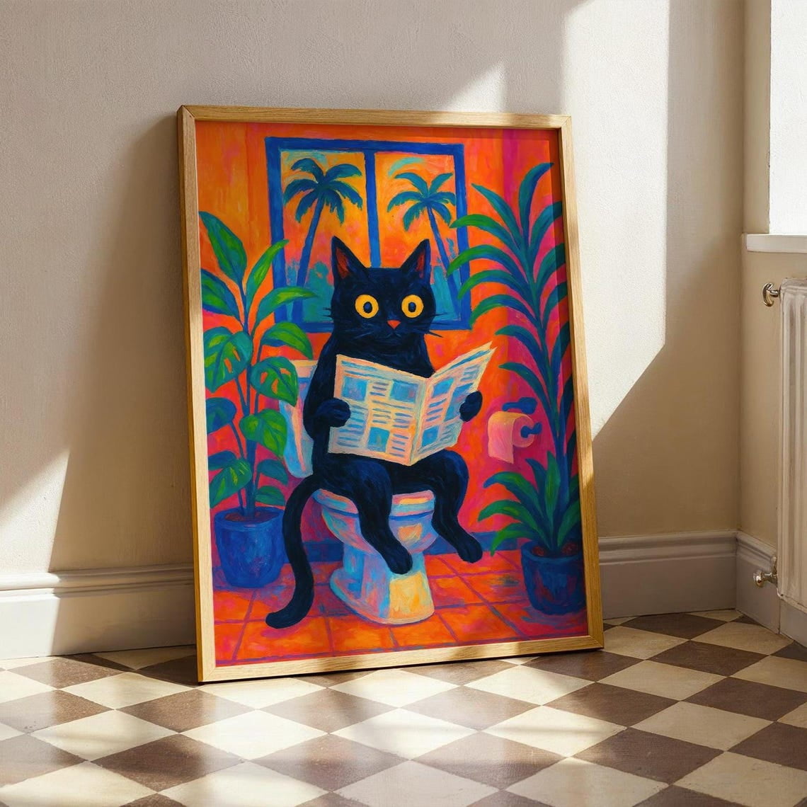 Dopaprint UNFRAMED PAPER POSTER Black Cat Bathroom Print: Retro ...