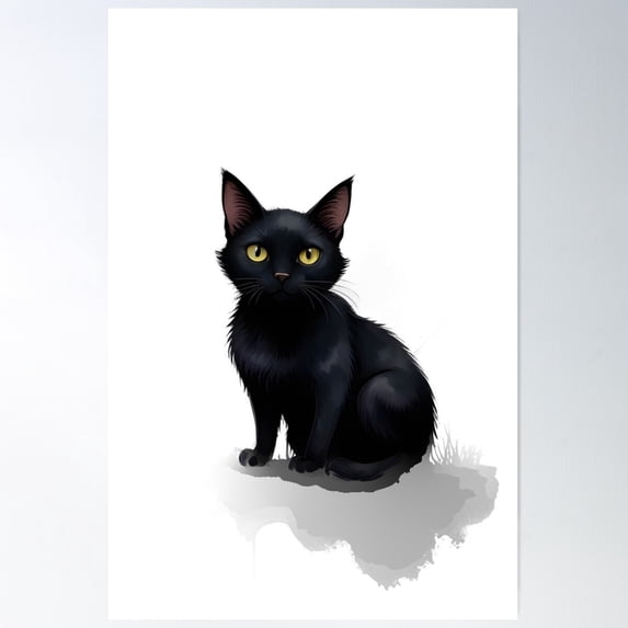 Dopaprint UNFRAMED PAPER POSTER Black Cat Sit Poster Wall Art, Modern ...