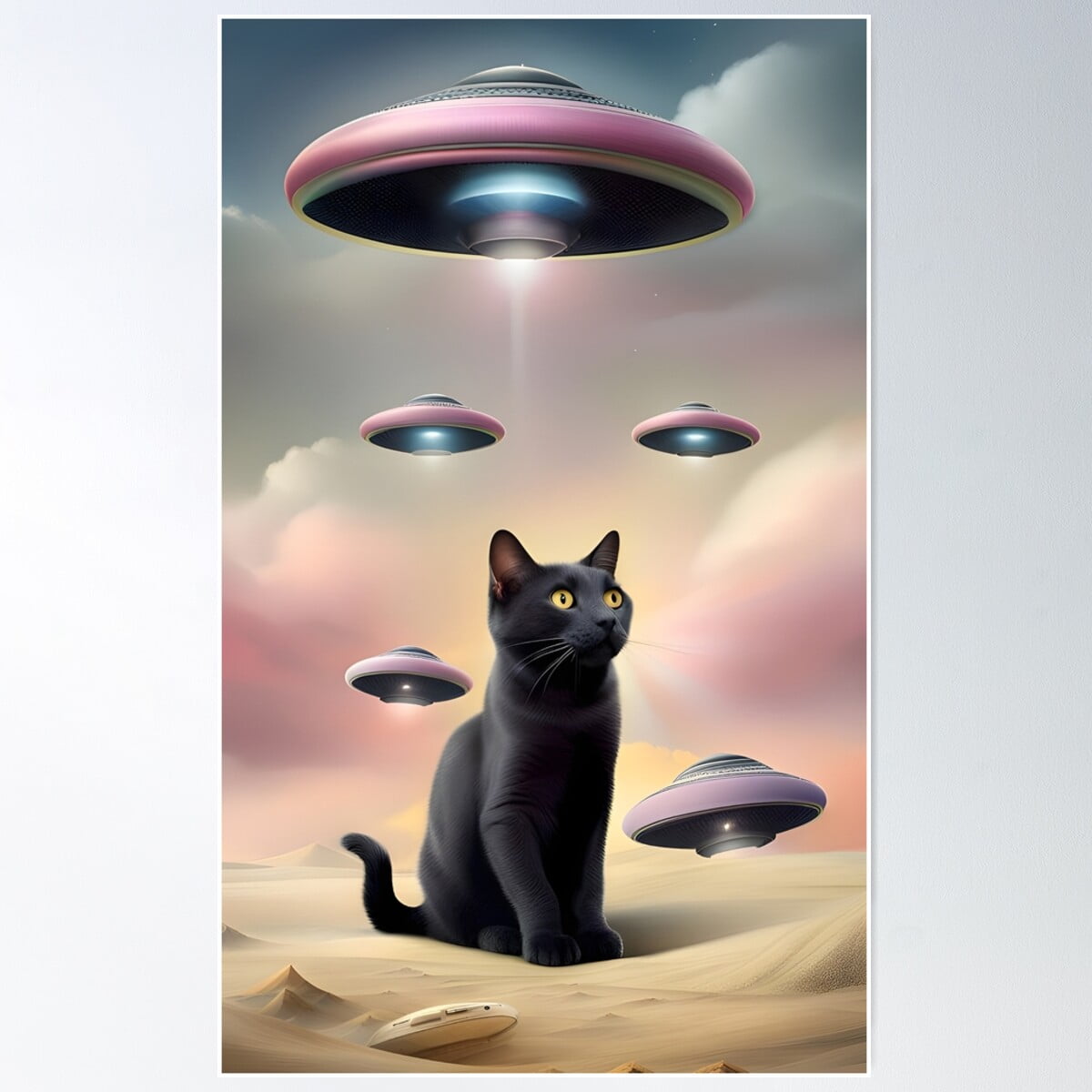 Dopaprint UNFRAMED PAPER POSTER Black Cat Ufos Poster Wall Art, Modern ...