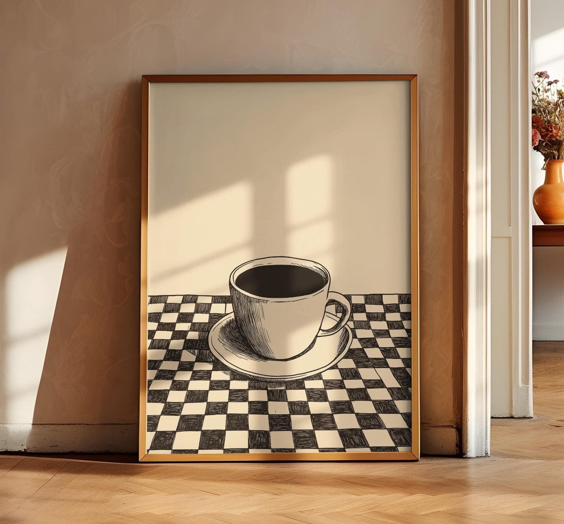 Dopaprint UNFRAMED PAPER POSTER Black Coffee Print, Retro Kitchen ...
