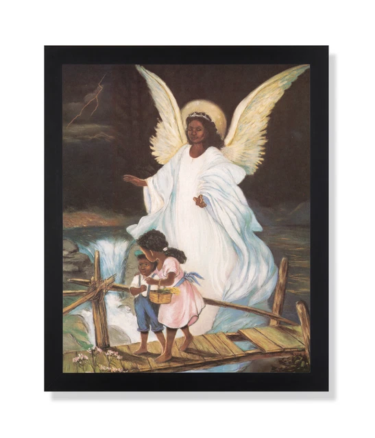 Dopaprint UNFRAMED PAPER POSTER Black Guardian Angel Children On Bridge ...