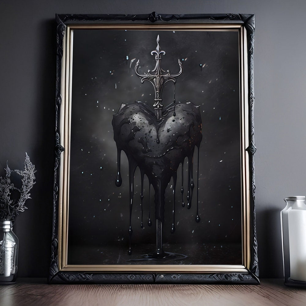Dopaprint UNFRAMED PAPER POSTER Black Heart With Dagger Art Print ...