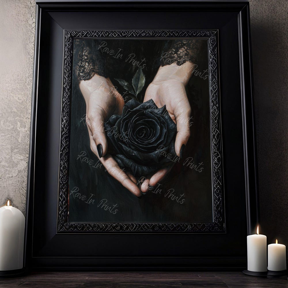 Dopaprint UNFRAMED PAPER POSTER Black Rose Art Print, Gothic Woman ...