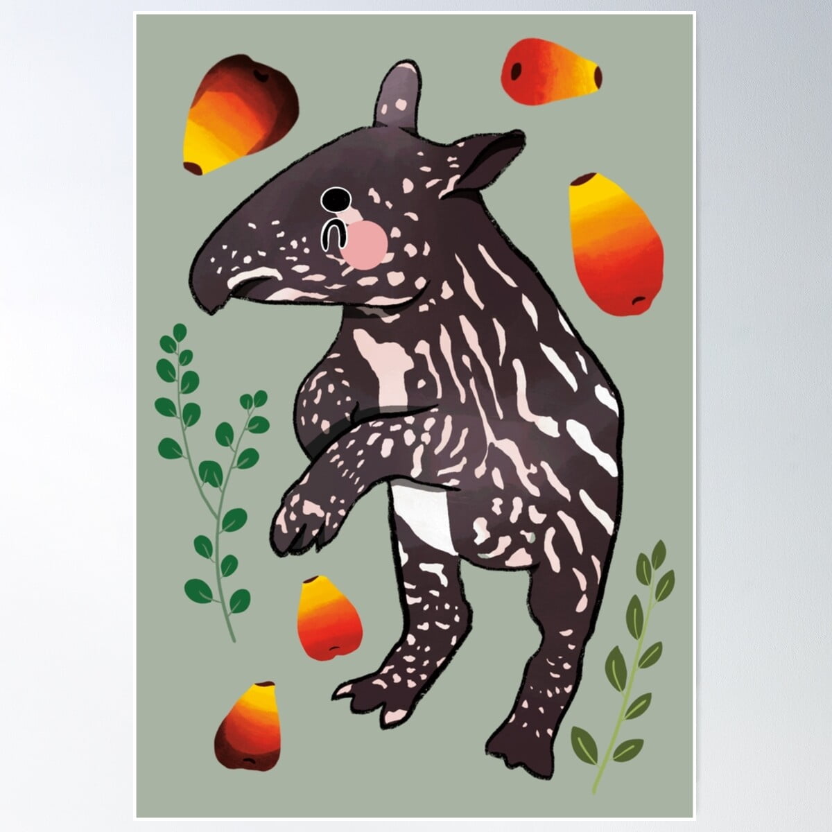 Dopaprint UNFRAMED PAPER POSTER Black Tapir - Cute Black And Green ...
