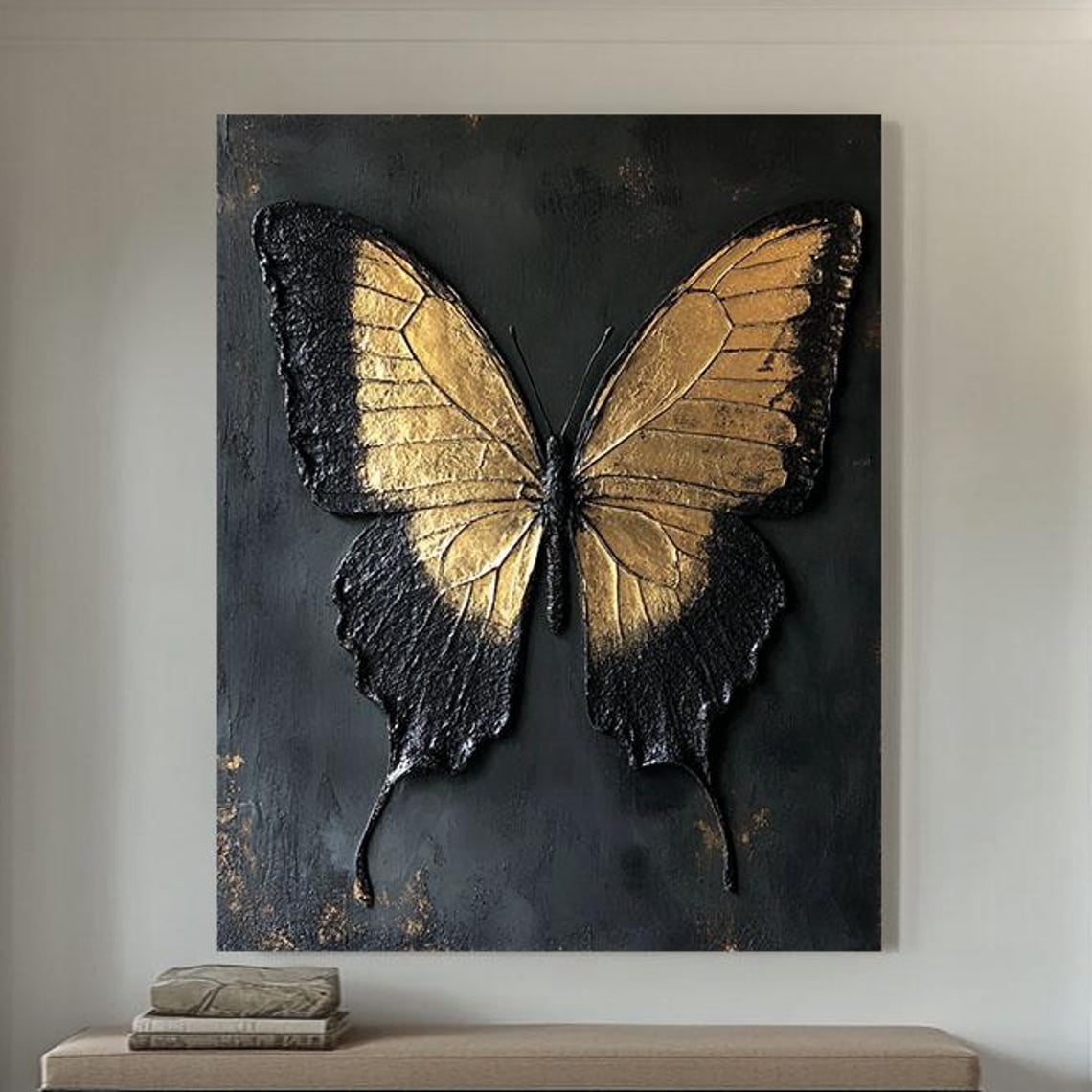 Dopaprint UNFRAMED PAPER POSTER Black Texture Art, Butterfly Abstract ...