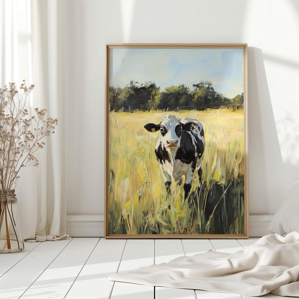 Dopaprint UNFRAMED PAPER POSTER Black And White Cow Poster Wall Art ...
