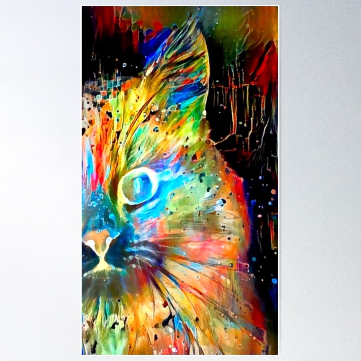 Dopaprint UNFRAMED PAPER POSTER Blacklight Neon Rainbow Kitty Poster ...