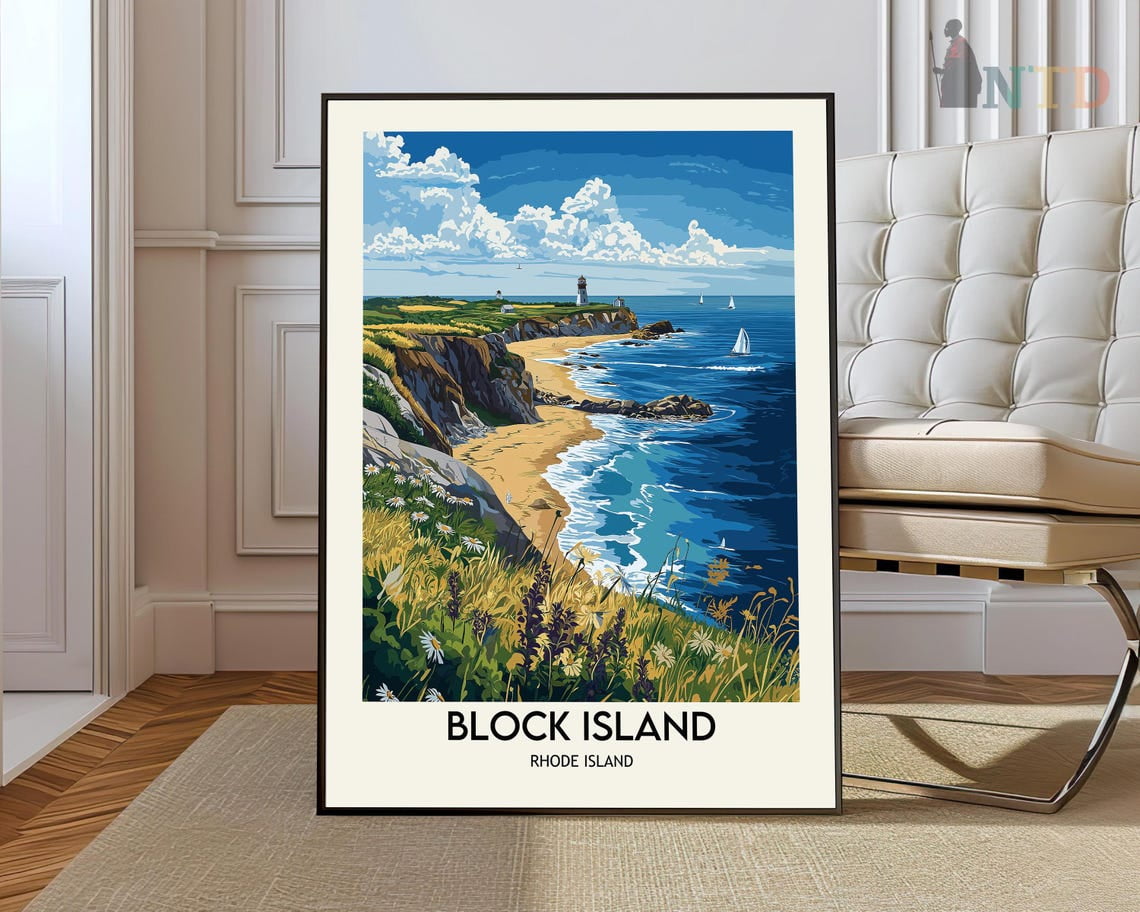 Dopaprint UNFRAMED PAPER POSTER Block Island Travel Poster, Block Islandblock Island Poster ...
