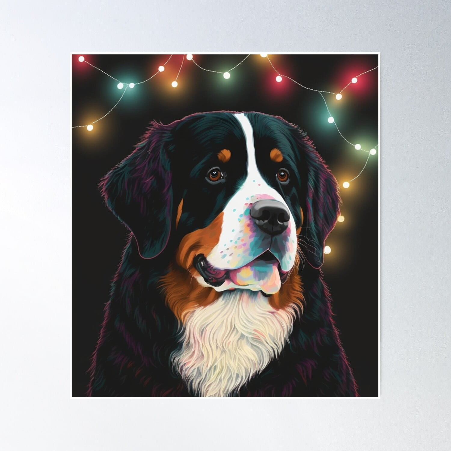 Dopaprint UNFRAMED PAPER POSTER Bloom Theory Cute Bernese Mountain Chri.Stm.As Lights Bernese ...