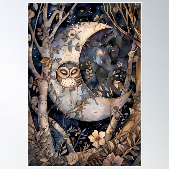 Dopaprint UNFRAMED PAPER POSTER Bloom Theory Sleeping Owl - Crescent ...