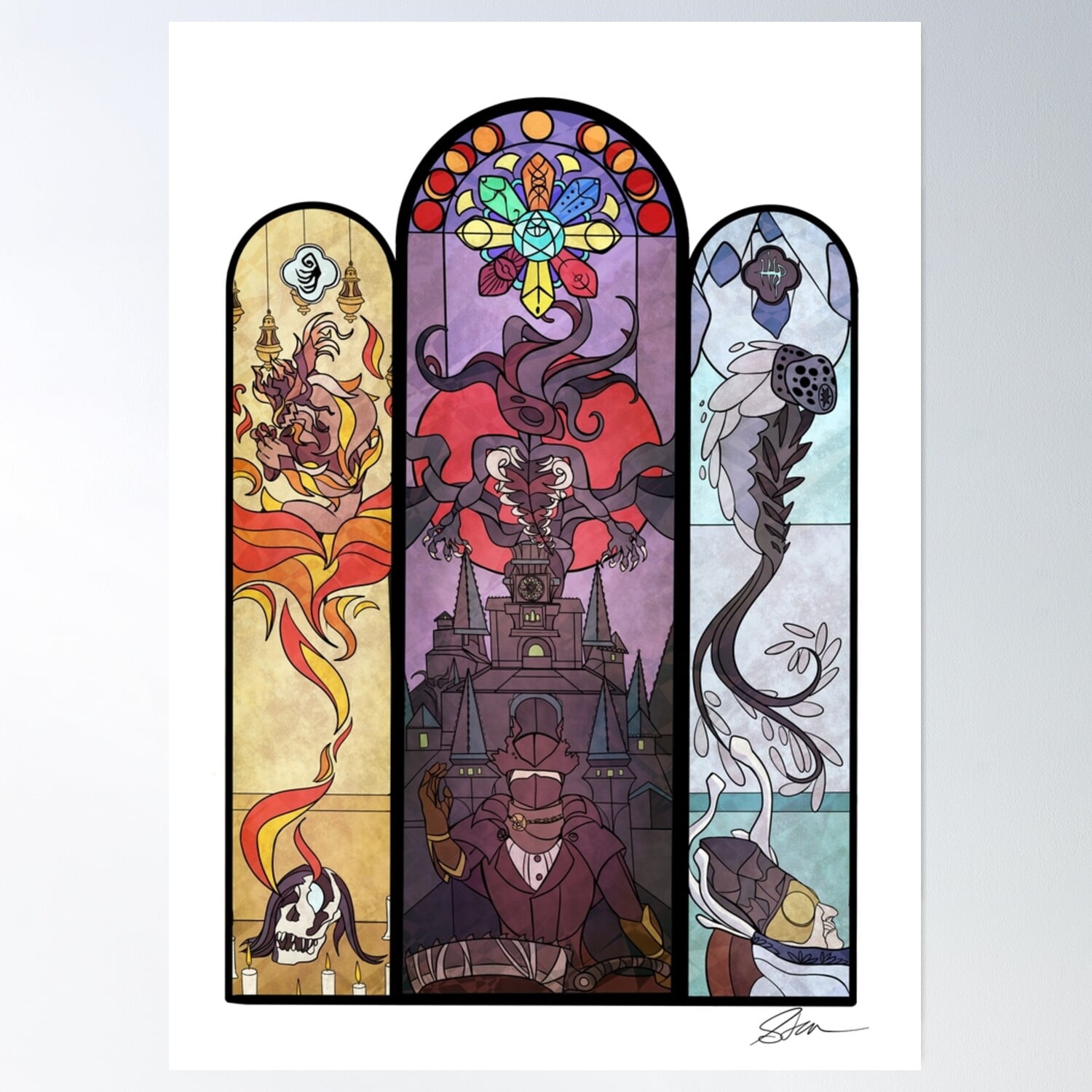 Dopaprint UNFRAMED PAPER POSTER Bloom Theory Yharnam Stained Glass ...
