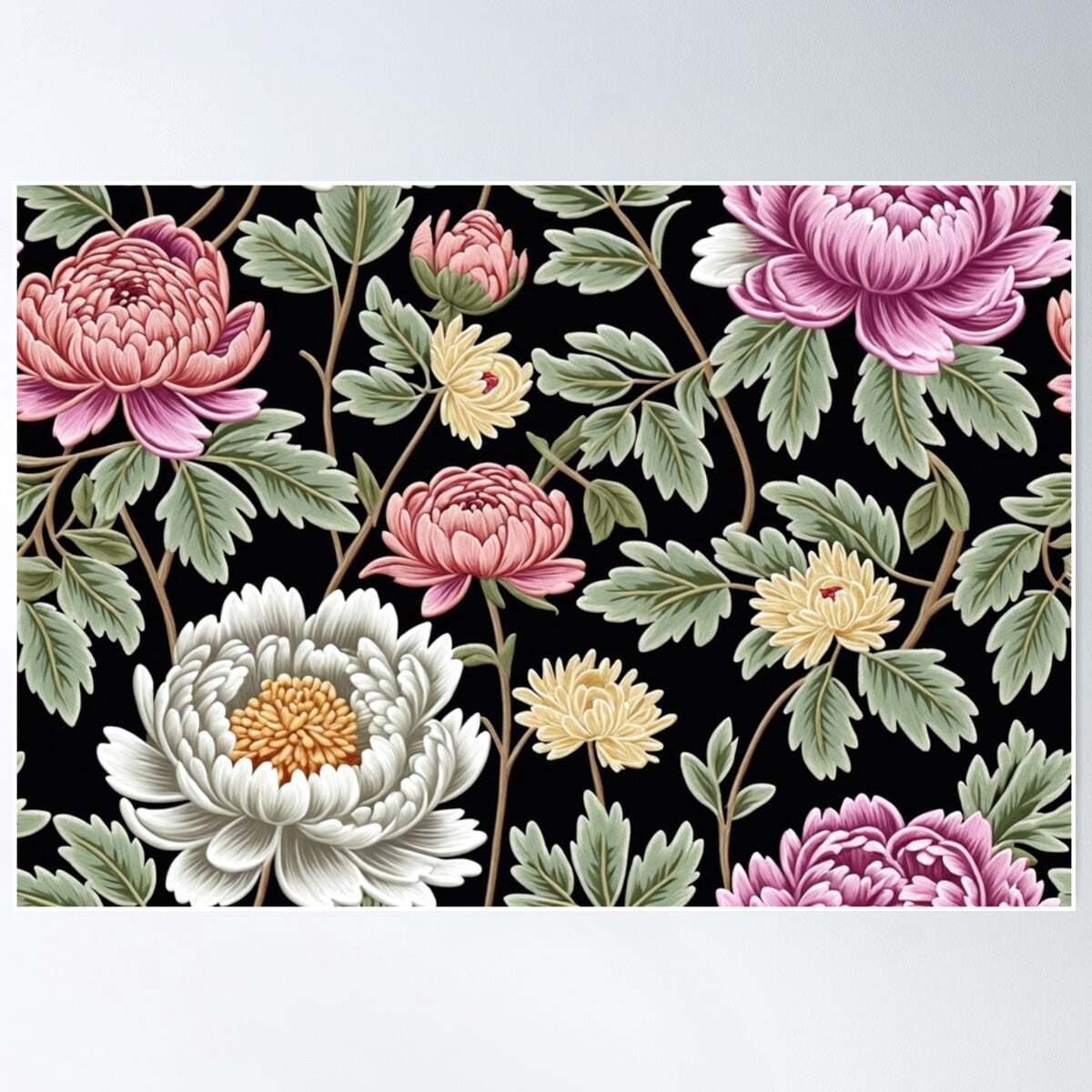Dopaprint UNFRAMED PAPER POSTER Blossom Trees With Rose, Peony ...