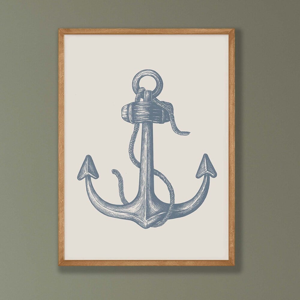 Dopaprint UNFRAMED PAPER POSTER Blue Anchor Print - Nautical Wall Art ...