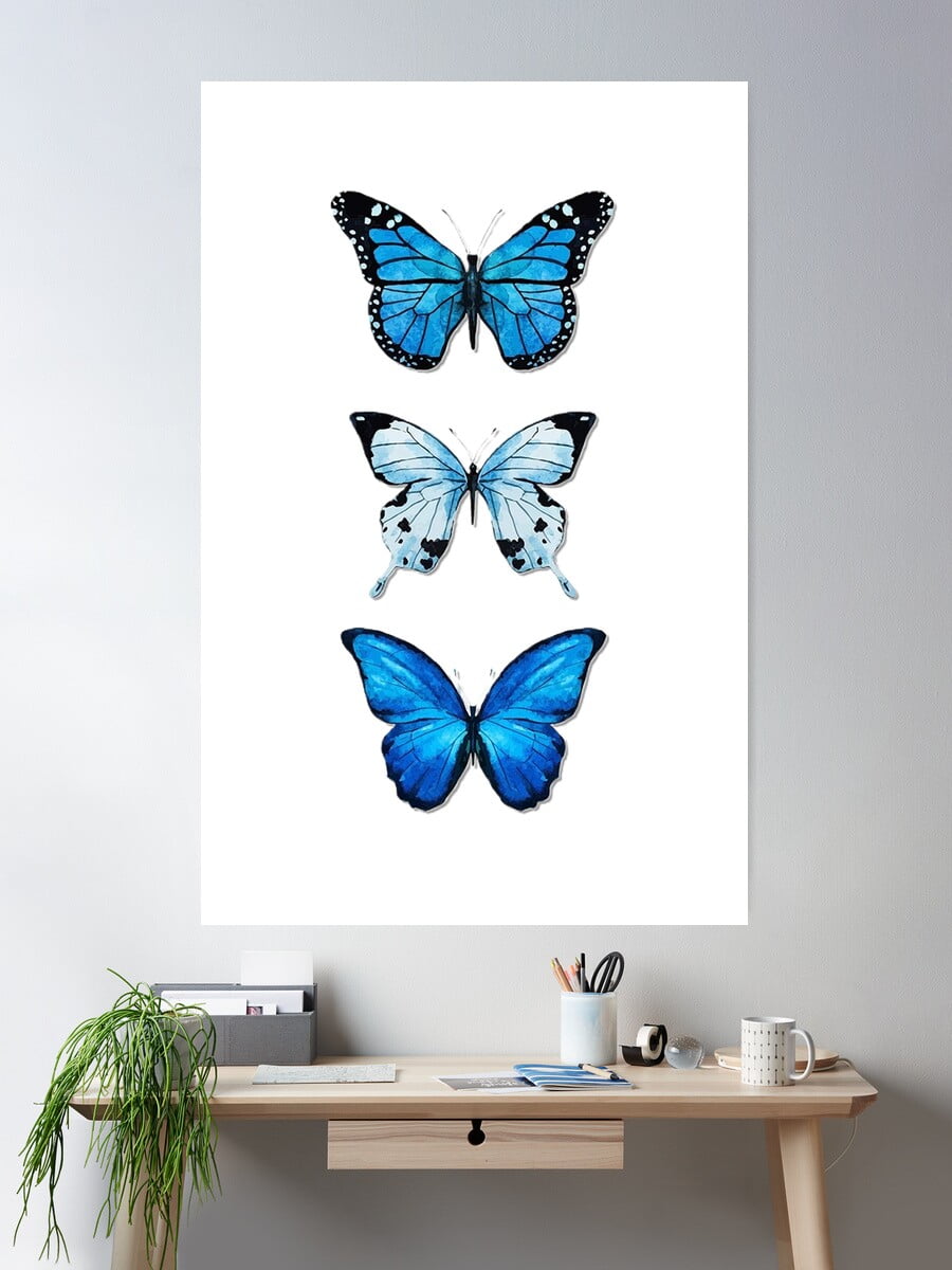 Dopaprint UNFRAMED PAPER POSTER Blue Butterfly Poster Wall Art, Modern ...