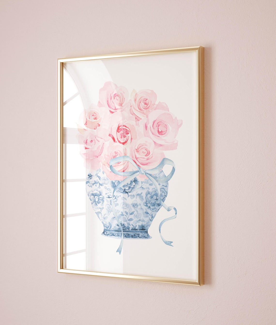 Dopaprint UNFRAMED PAPER POSTER Blue Chinoiserie Wall Art Blue And Pink ...