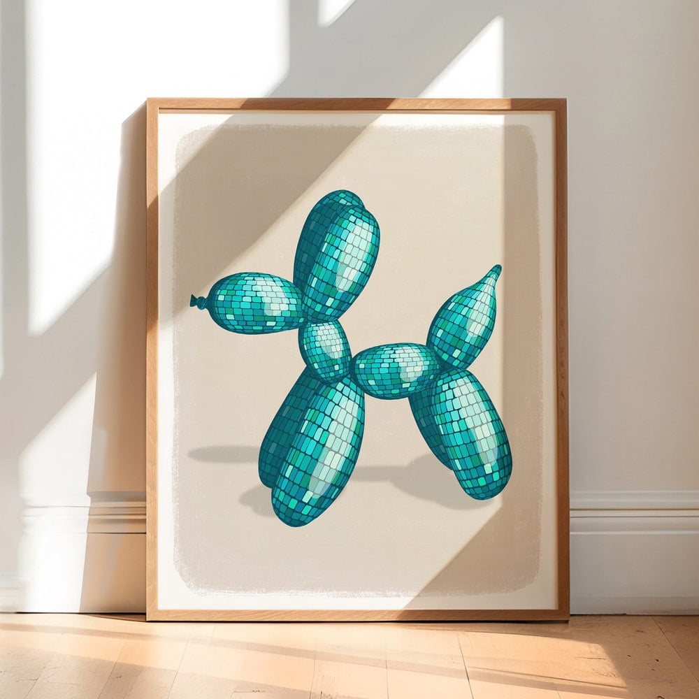 Dopaprint UNFRAMED PAPER POSTER Blue Disco Ball Balloon Dog Art Print ...