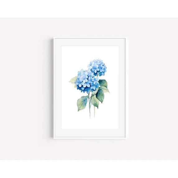 Dopaprint UNFRAMED PAPER POSTER Blue Hydrangea Watercolor Style Poster ...