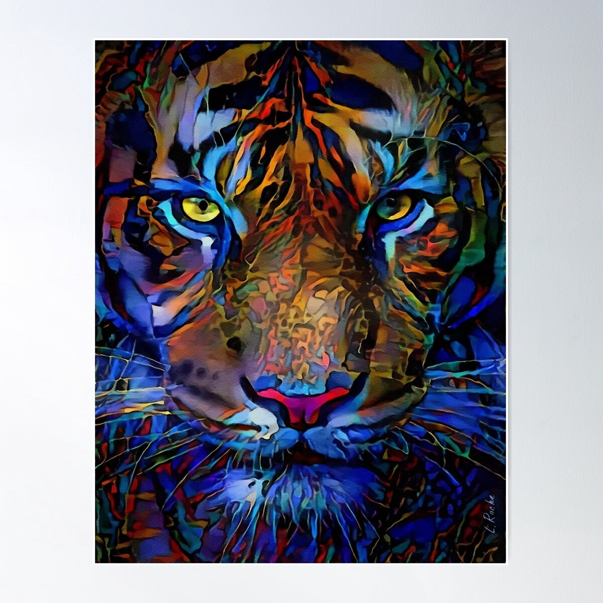 Dopaprint UNFRAMED PAPER POSTER Blue Tiger, Tiger, Lea Roche Paintings ...