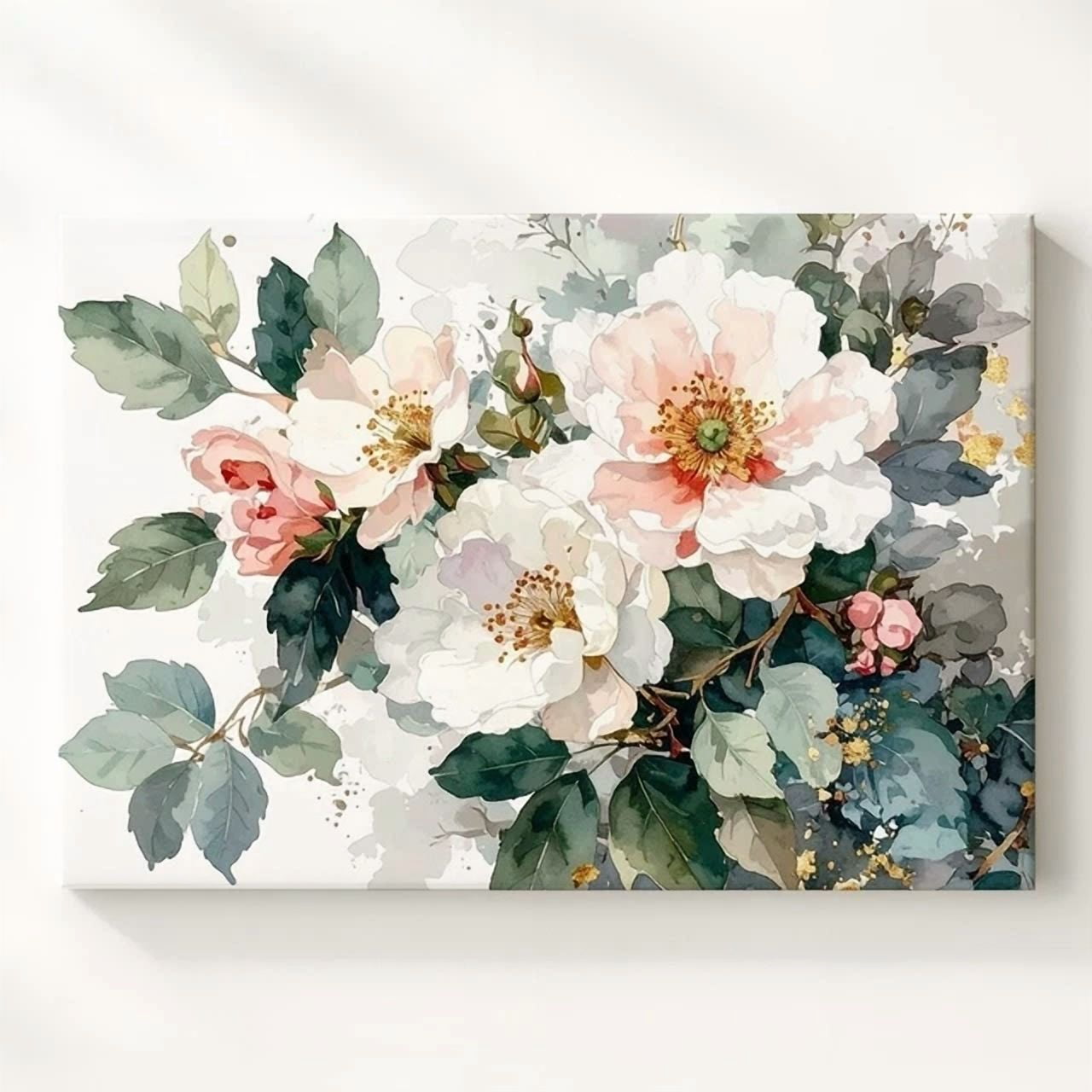 Dopaprint UNFRAMED PAPER POSTER Blush And White Floral Watercolor Style ...