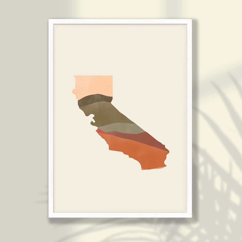 Dopaprint UNFRAMED PAPER POSTER Boho California State Map Poster ...
