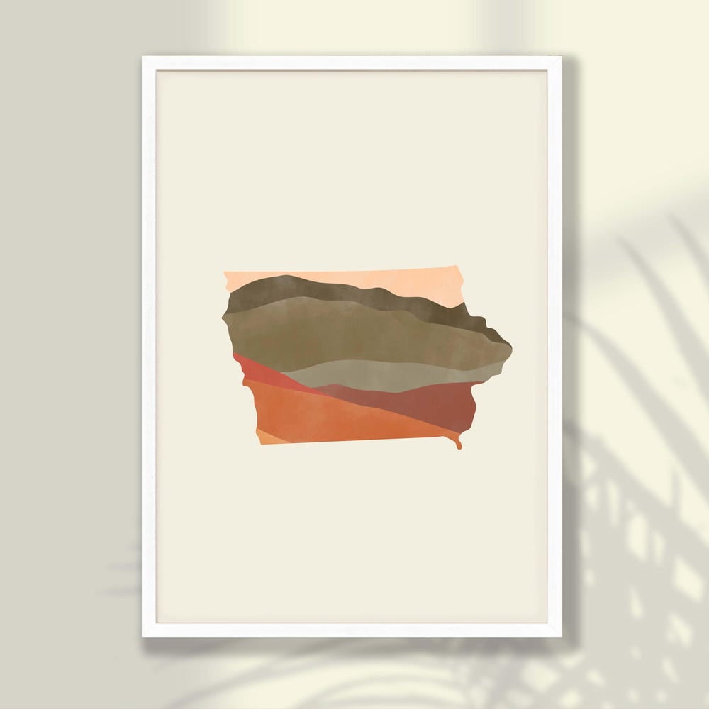 Dopaprint UNFRAMED PAPER POSTER Boho Iowa State Map Poster - Iowa State ...