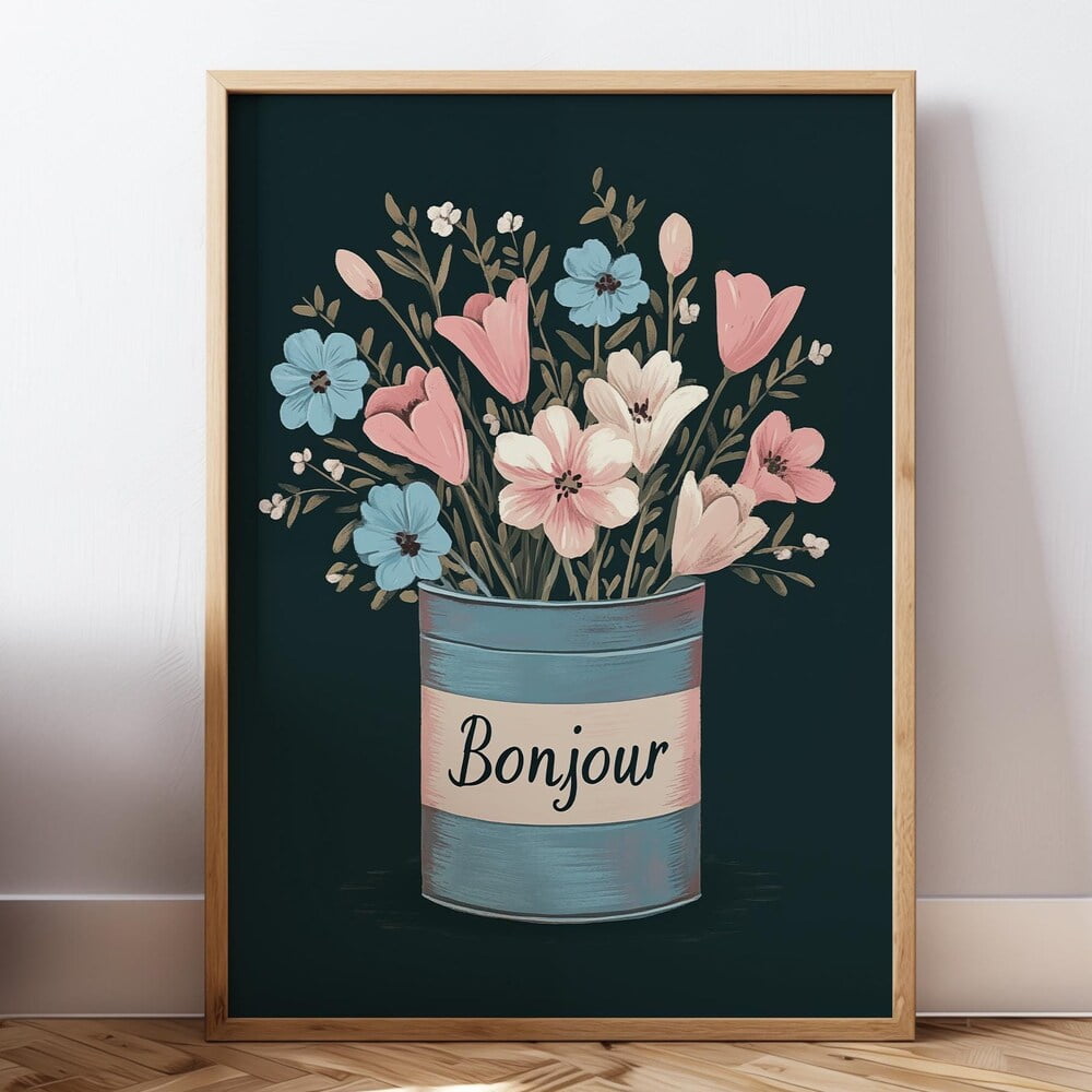 Dopaprint UNFRAMED PAPER POSTER Bonjour Print Botanical Wall Art Retro ...