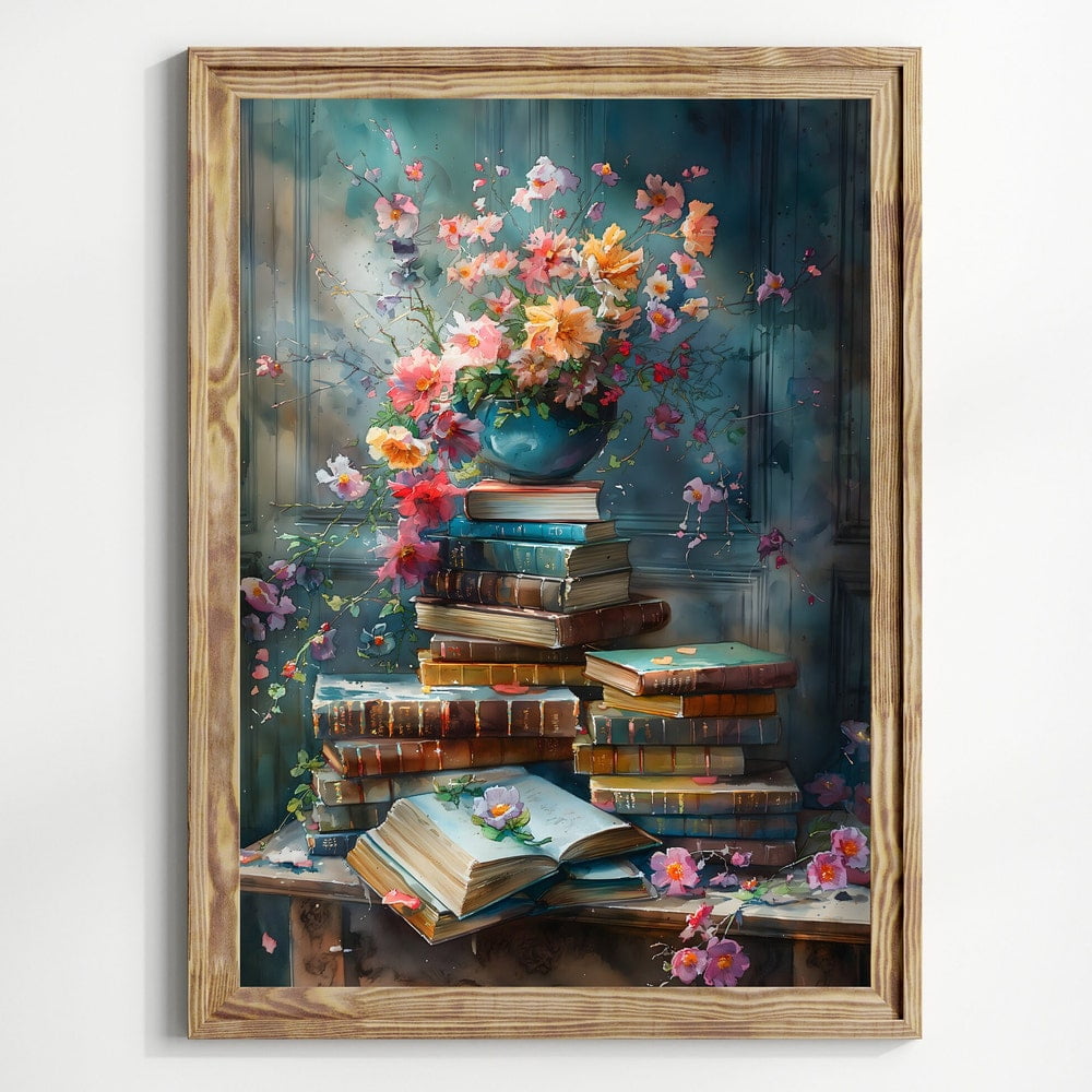 Dopaprint UNFRAMED PAPER POSTER Bookish Art Abstract Stack Of Books Art ...