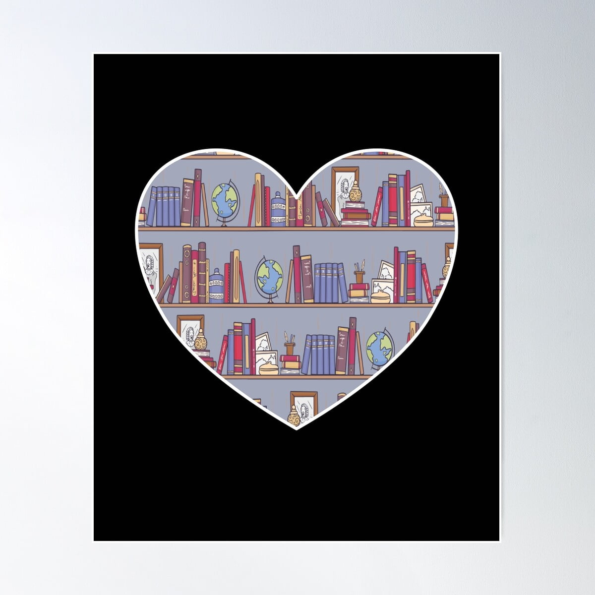 Dopaprint UNFRAMED PAPER POSTER Bookshelf Book Heart Bookish Librarian ...