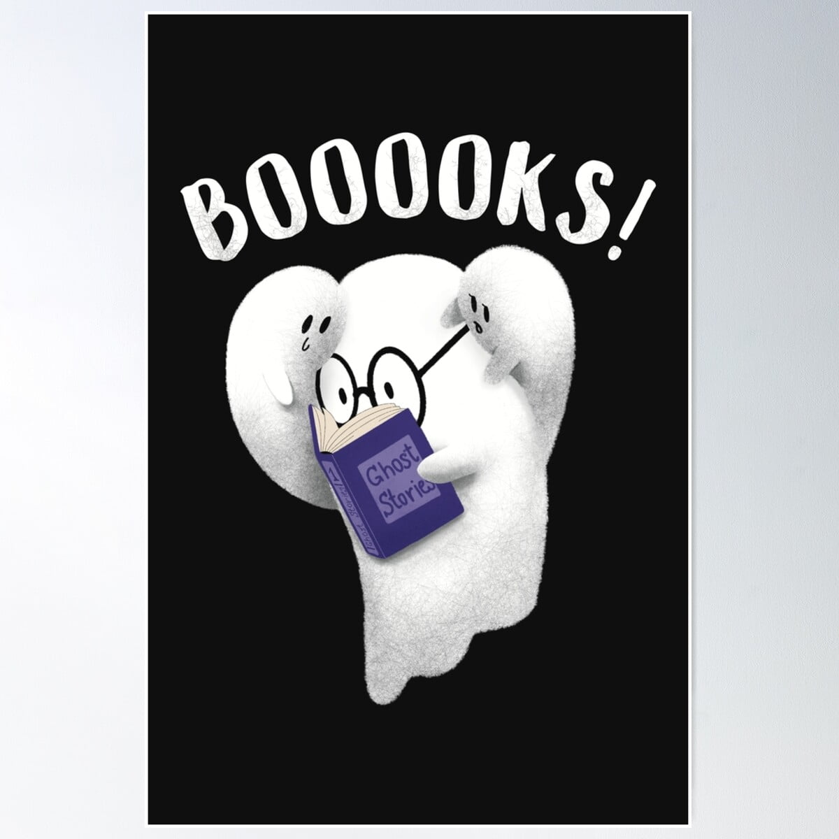 Dopaprint UNFRAMED PAPER POSTER Booooks! - Cute Ghost Reading The Book ...