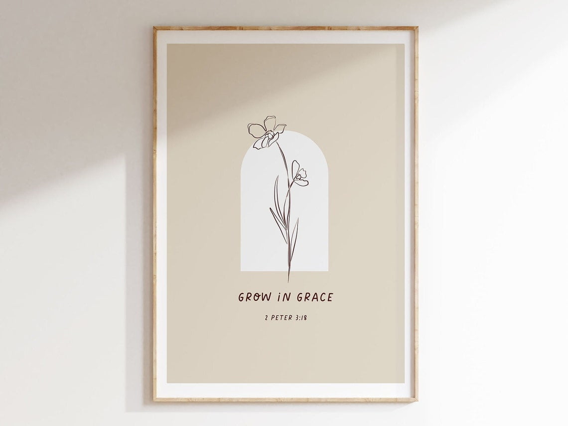 Dopaprint UNFRAMED PAPER POSTER Botanical Grow In Grace Bible Verse 2 ...