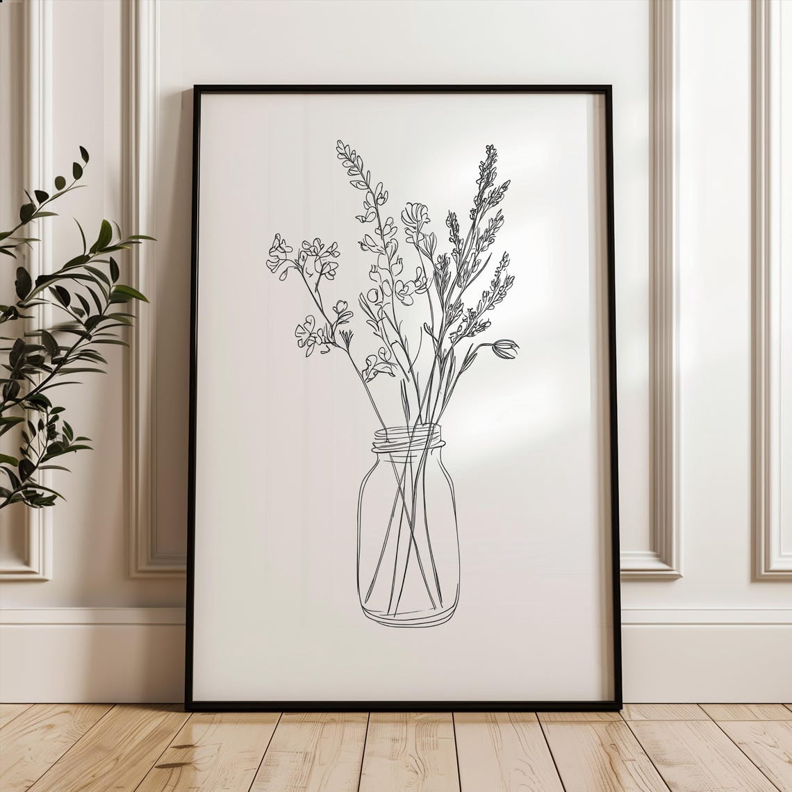 Dopaprint UNFRAMED PAPER POSTER Botanical Line Art Poster, Minimalistic ...
