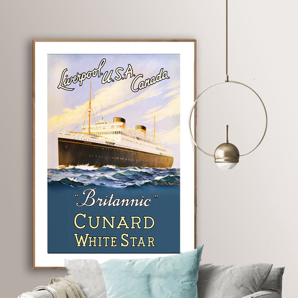 Dopaprint UNFRAMED PAPER POSTER Britannic Cunard White Star Vintage ...