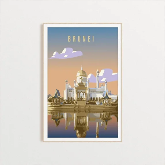Dopaprint UNFRAMED PAPER POSTER Brunei Travel Illustration Poster Art ...