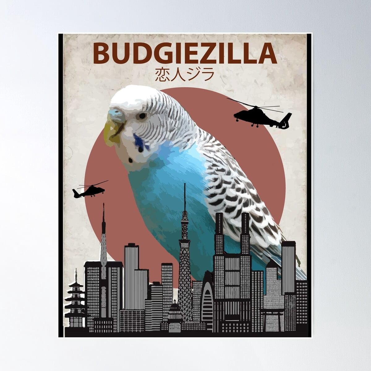 Dopaprint UNFRAMED PAPER POSTER Budgiezilla Budgie Budgerigar Parakeet ...