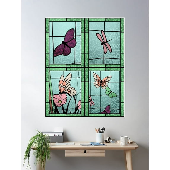 Dopaprint UNFRAMED PAPER POSTER Butterfly Collage In Stained Glass ...