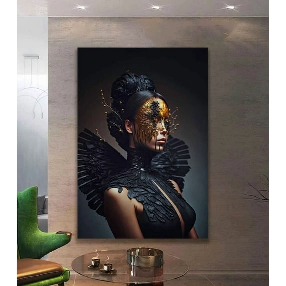 Dopaprint UNFRAMED PAPER POSTER Butterfly Woman In Black Dress & Gold ...