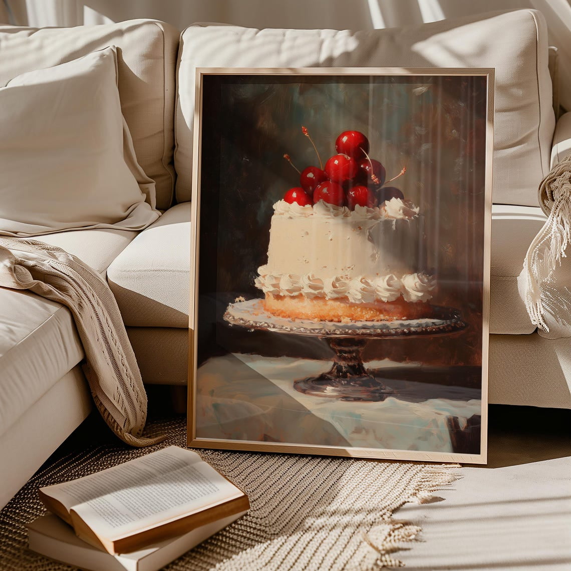 Dopaprint UNFRAMED PAPER POSTER Cake Cream & Cherries, , Baroque Still ...