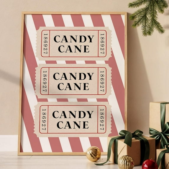Dopaprint UNFRAMED PAPER POSTER Candy Cane Ticket Wall Art, Pink Chris ...