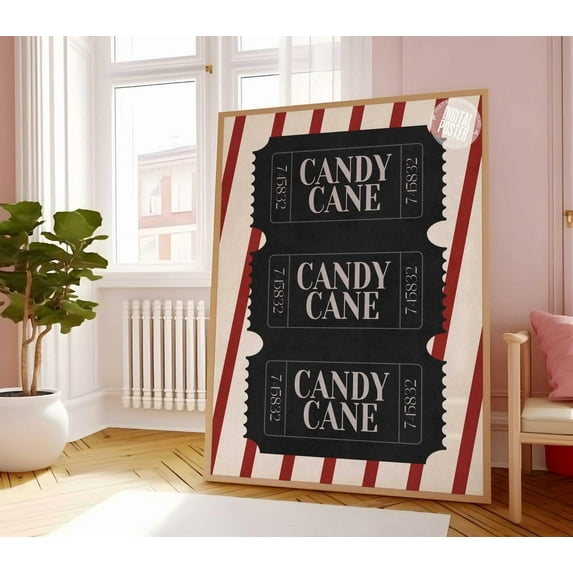 Dopaprint UNFRAMED PAPER POSTER Candy Cane, Ticket Winter Wall Art ...