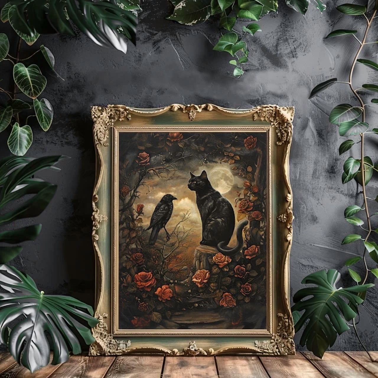 Dopaprint UNFRAMED PAPER POSTER Cat And Raven Poster, Gothic Hal.Low ...