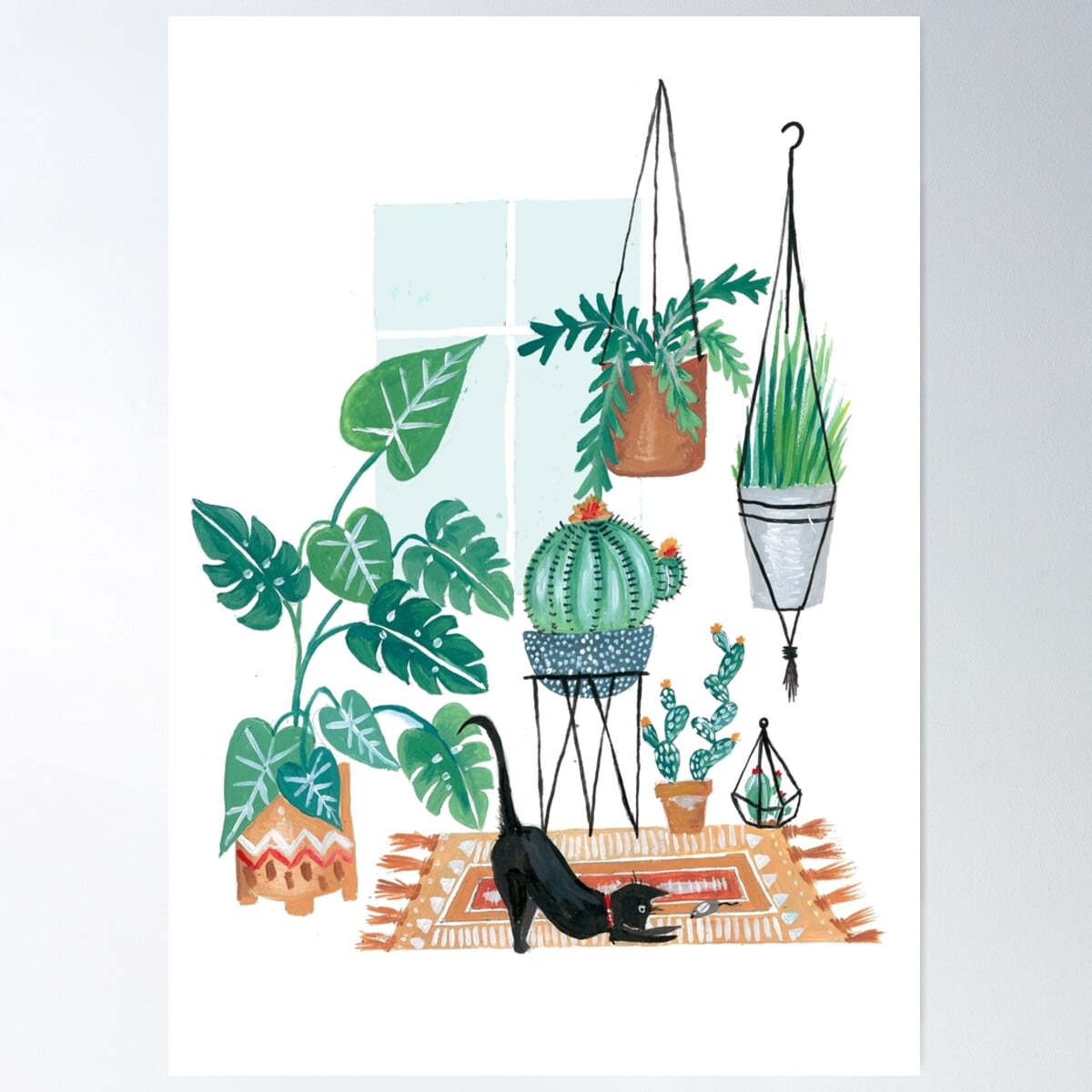 Dopaprint UNFRAMED PAPER POSTER Cat In Potted Jungles Poster Wall Art ...