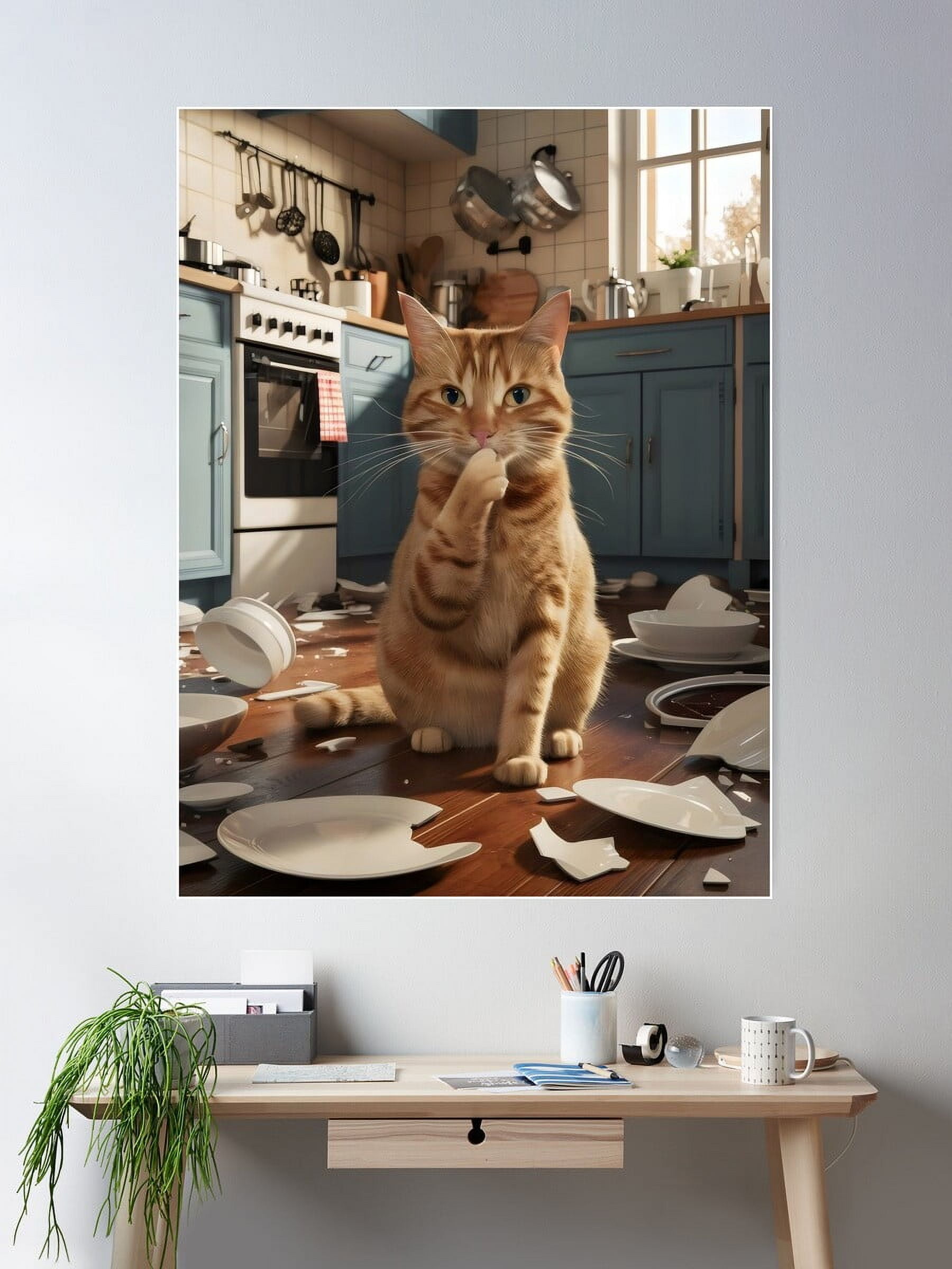 Dopaprint UNFRAMED PAPER POSTER Cat In The Kitchen. Poster Wall Art ...