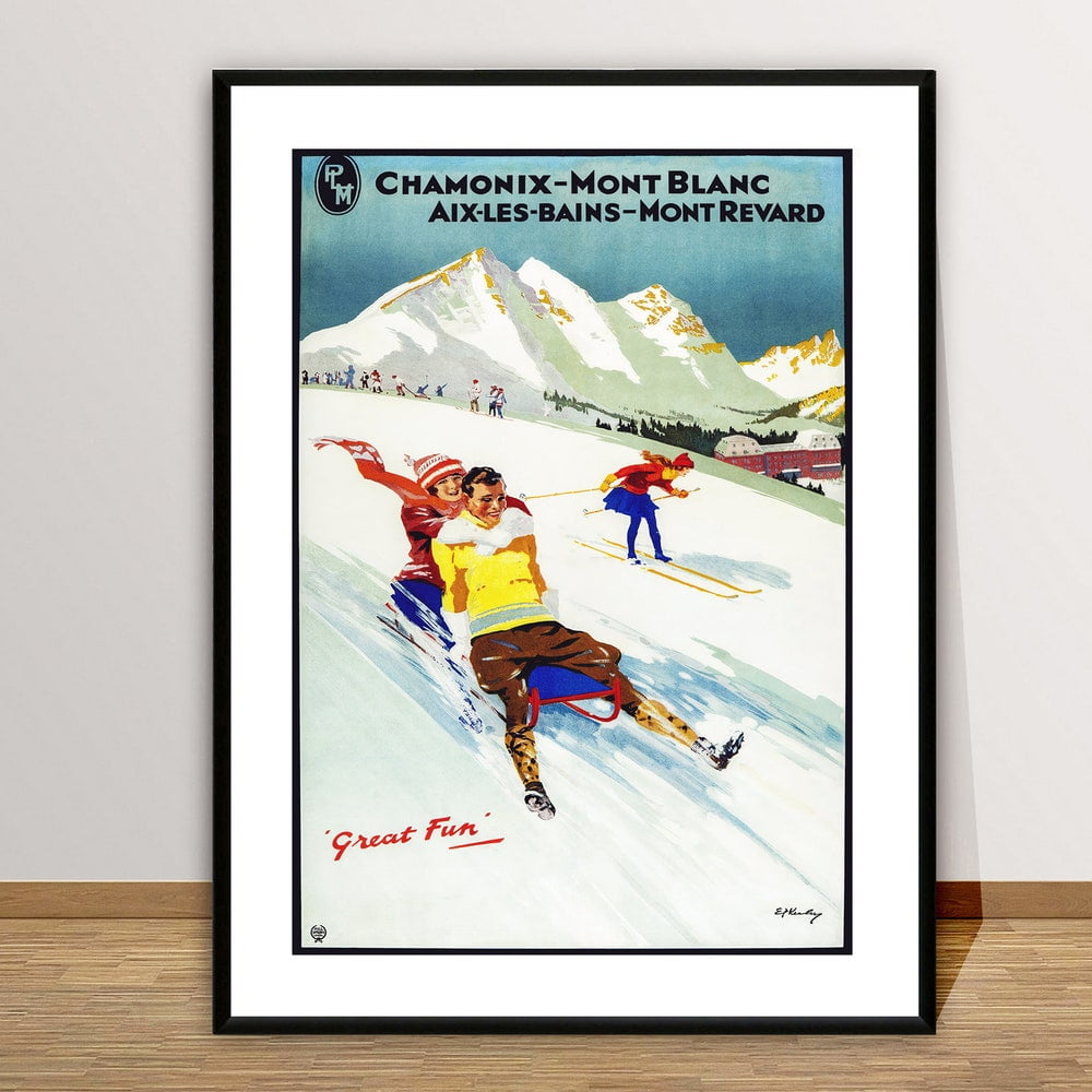 Dopaprint UNFRAMED PAPER POSTER Chamonix Mont Blanc Vintage Travel ...