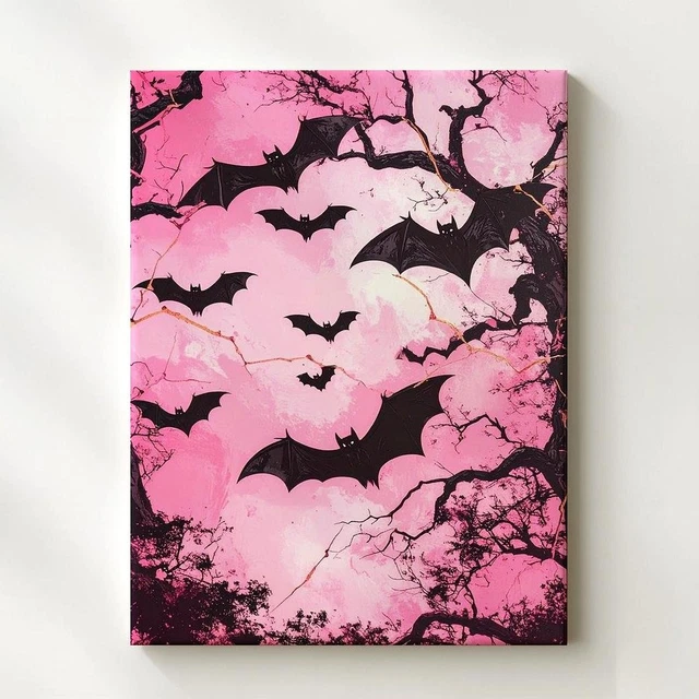 Dopaprint UNFRAMED PAPER POSTER Chaos In Pink Sky Poster Black Bats ...
