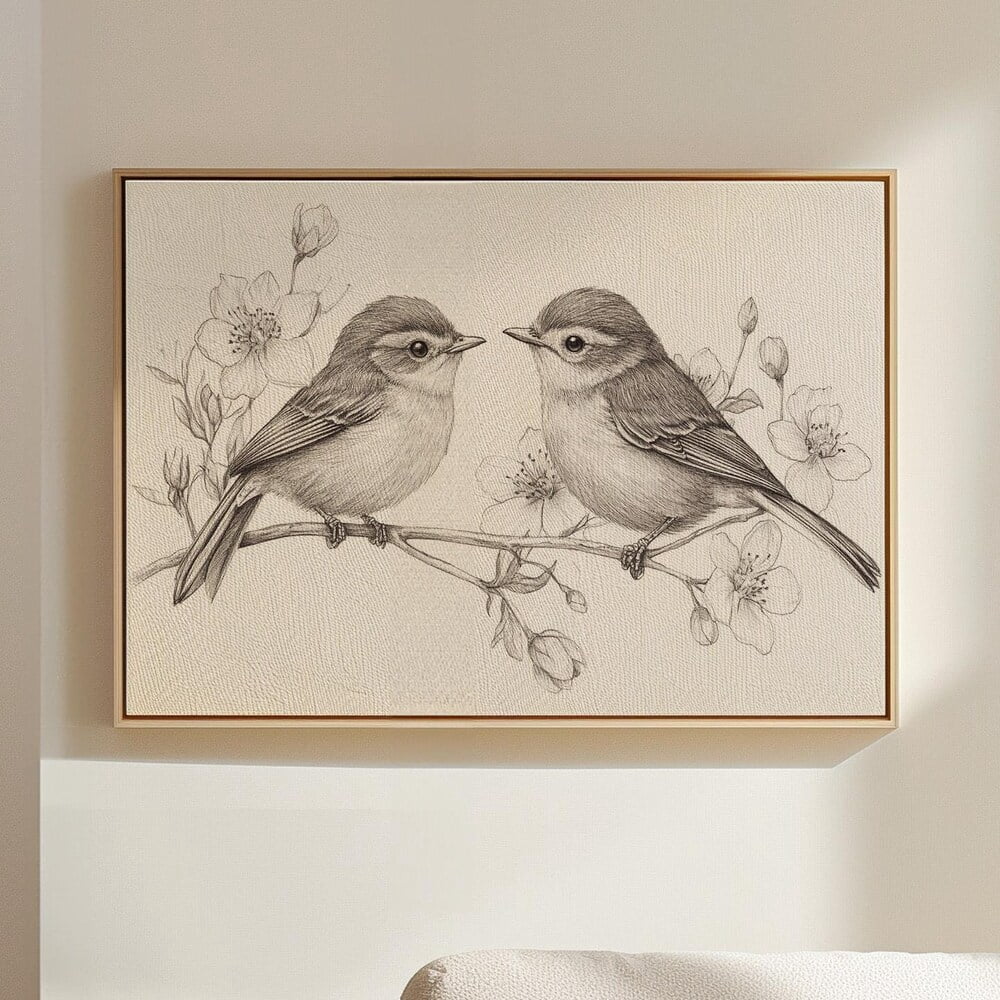 Dopaprint UNFRAMED PAPER POSTER Charming Bird Sketch Art - Romantic ...