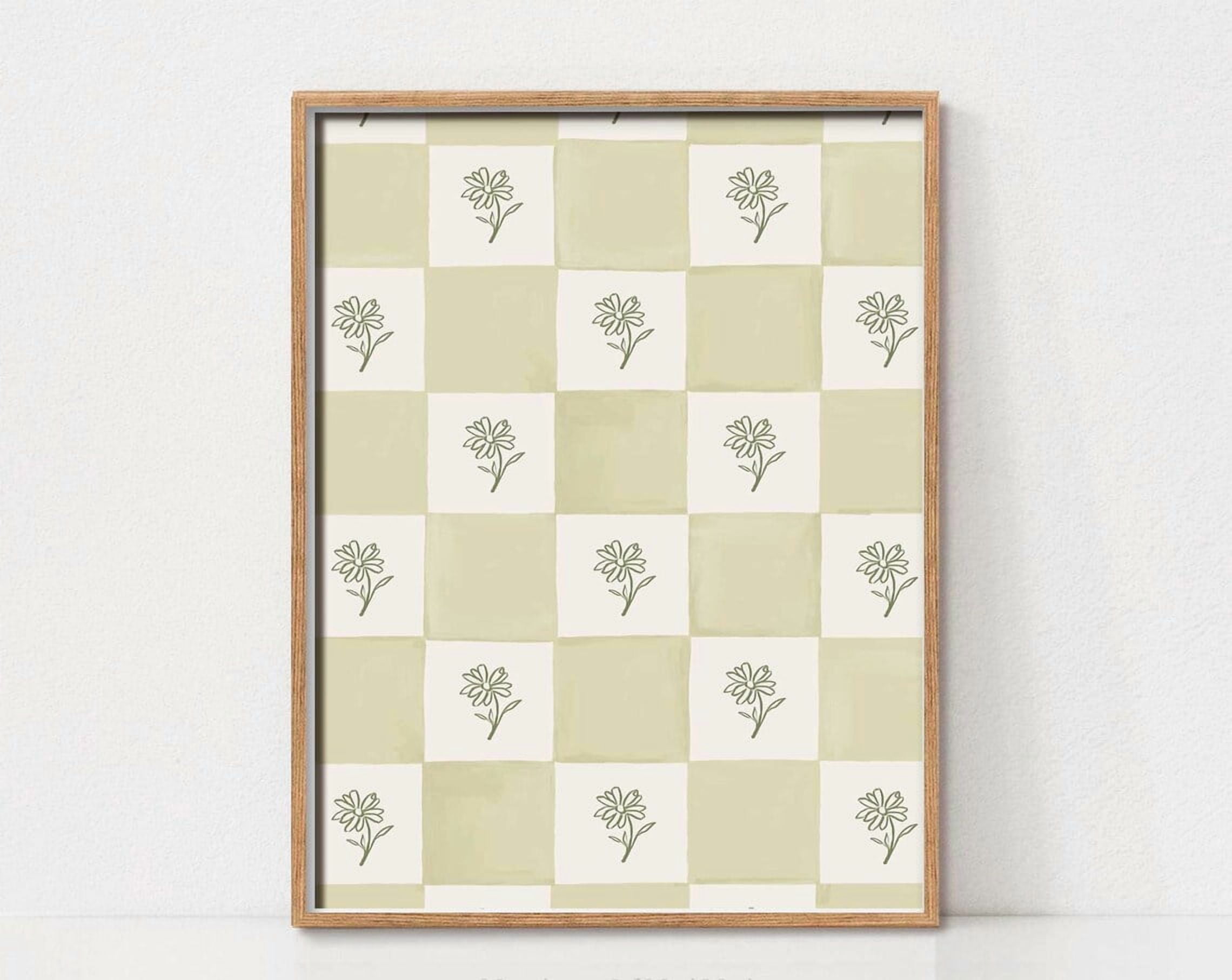 Dopaprint UNFRAMED PAPER POSTER Checkered Flower Print, Flower Wall Art ...