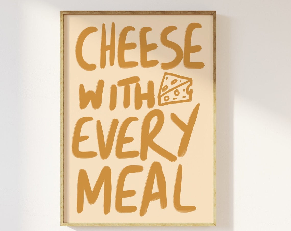 Dopaprint UNFRAMED PAPER POSTER Cheese Hand Drawn Retro Kitchen Print ...